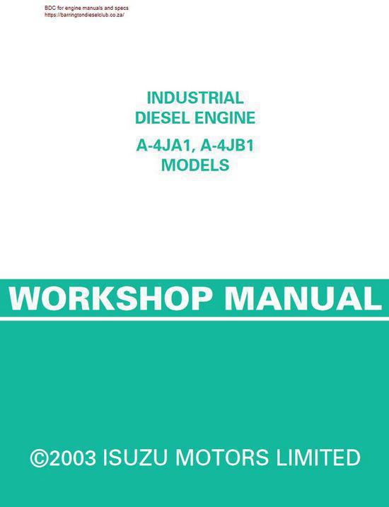 Isuzu 4J Manuals, Engine Specs, Bolt Torques